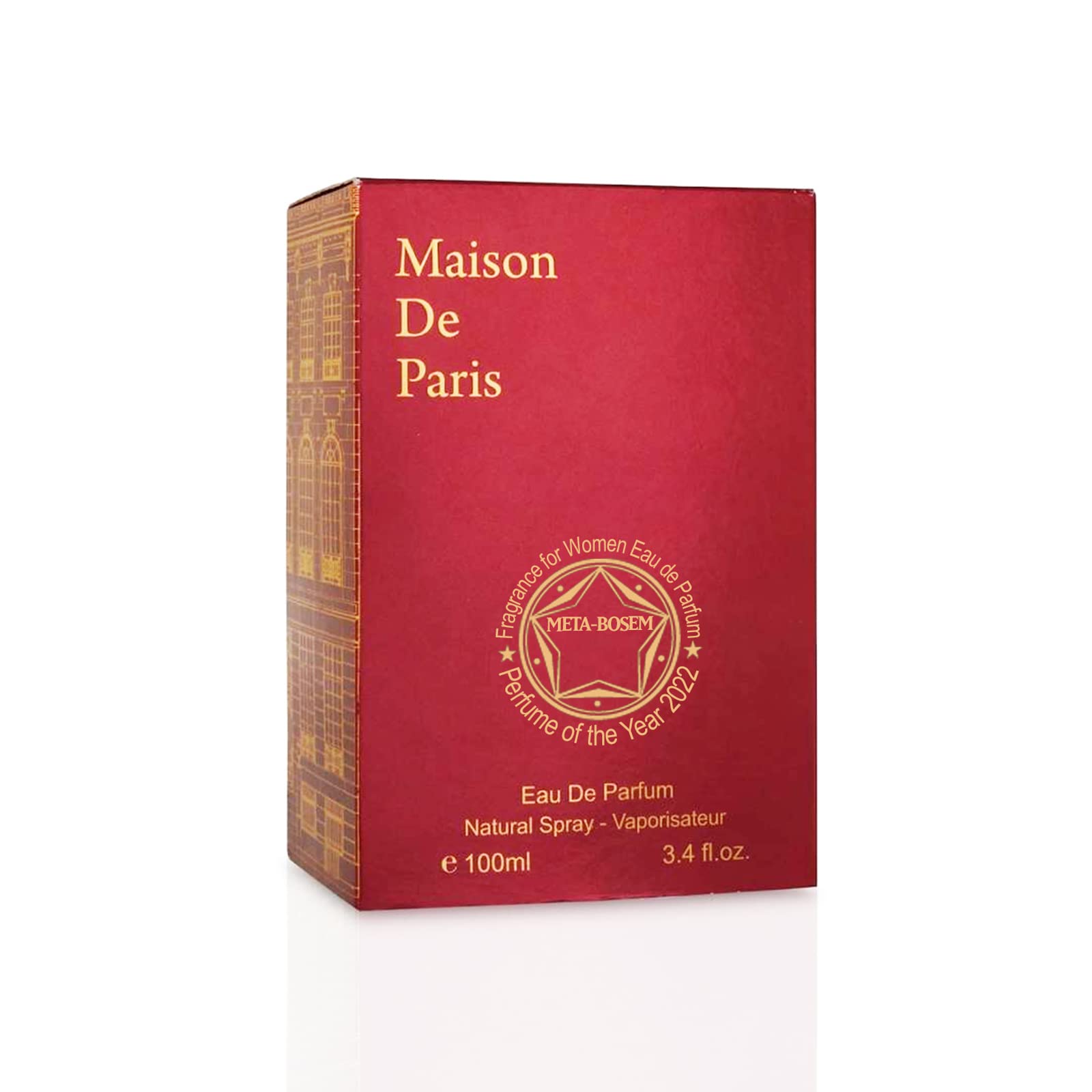 META-BOSEM Mason de Paris Red, Women Perfume Eau de Parfum Natural Spray Fragrance - Freshl Notes - Warm Scent - Great Holiday Gift - for All Day Use - a Classic Bottle, 3.4 Fluid Ounce/100Ml