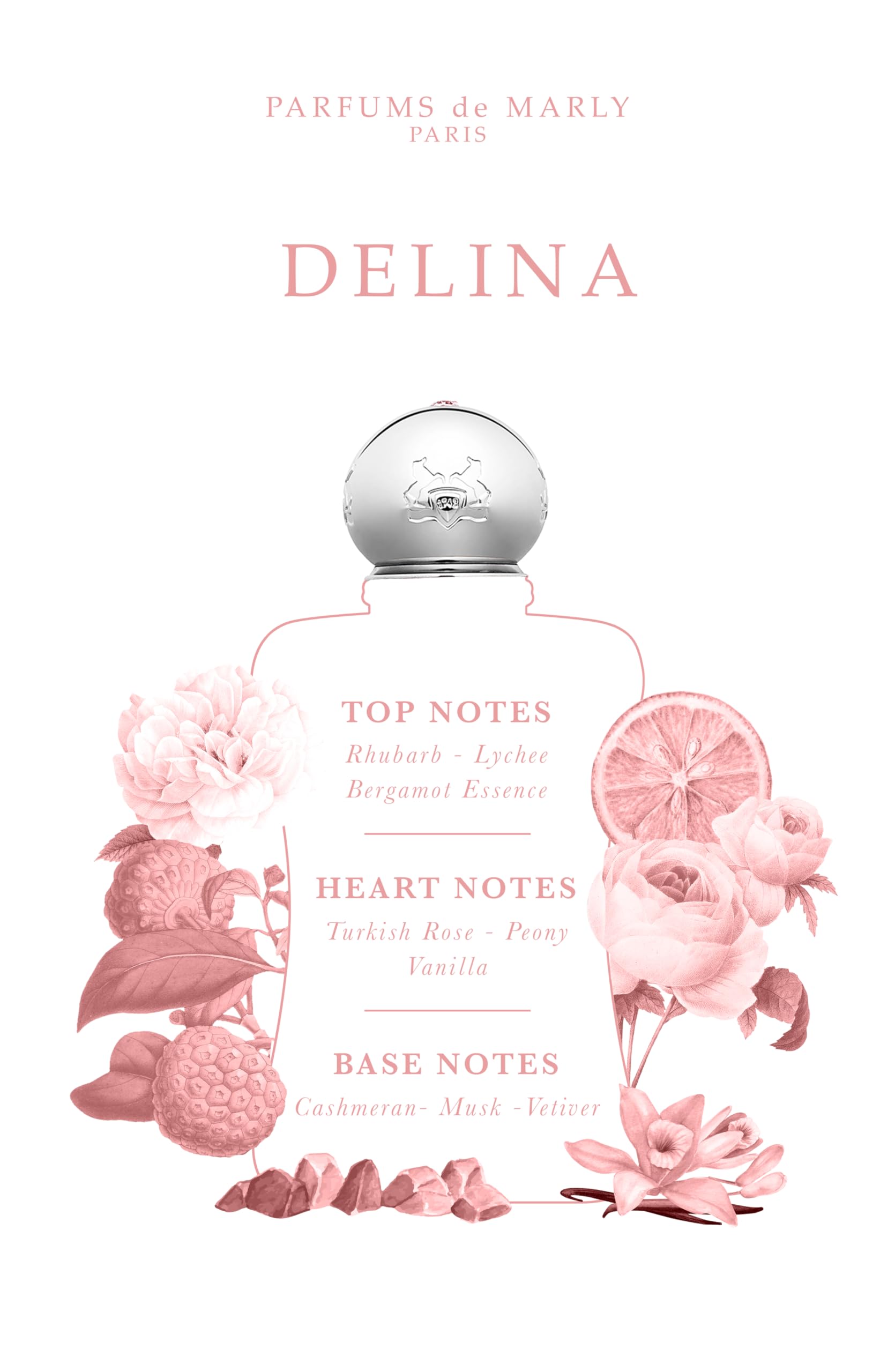 Parfums de Marly - Delina - 1 Fl Oz - Parfum for Women - Top notes Rhubarb, Lychee, Bergamot Essence - Heart notes Turkish Rose, Peony, Vanilla -Base notes Cashmeran, Musk, Vetiver - 30ml