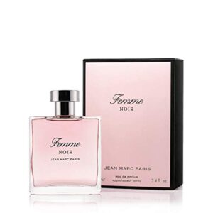 jean marc paris femme noir eau de parfum spray 100ml, women's floriental perfume, 3.4 fl. oz, notes of strawberries, sweet pink rose, and vanilla