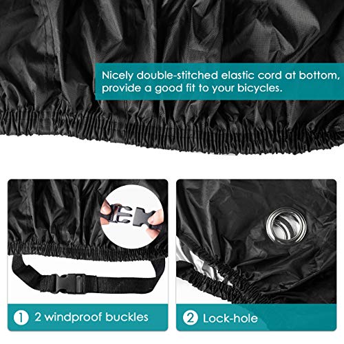 Favoto Bike Cover Waterproof Outdoor - Bicycle Cover Thicken Oxford 29 Inch Windproof Snow Rustproof with Lock Hole Storage Bag for Mountain Road Bike City Bike Beach Cruiser Bike, Black