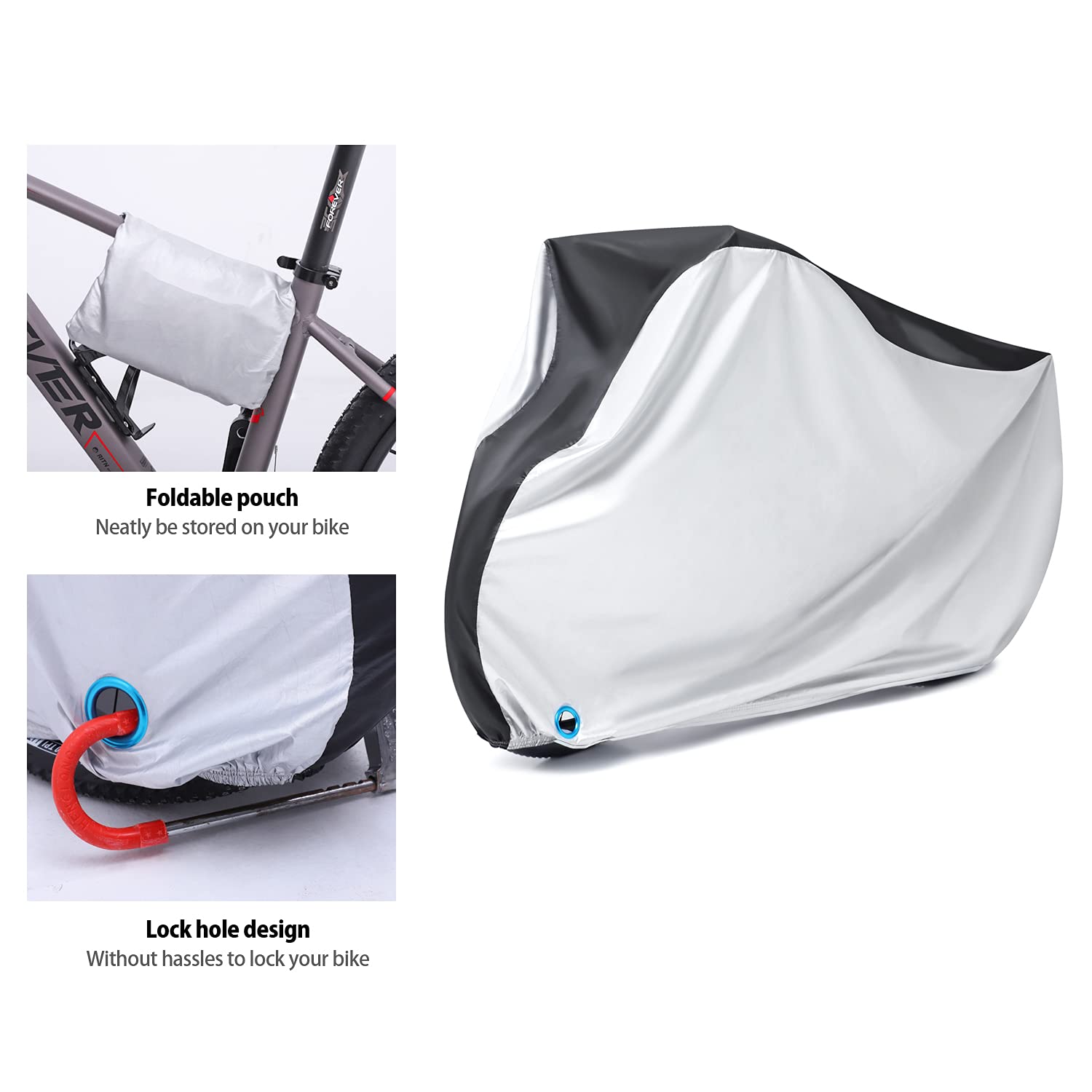 Bike Cover, Waterproof Outdoor Bicycle Cover with Lock Hole for Mountain Road Bikes XL