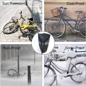 Bike Cover Waterproof Dustproof Cover for Indoor and Outdoor Use Rain Sun UV Wind Snow Proof Resistant Bicycle Storage (Black)