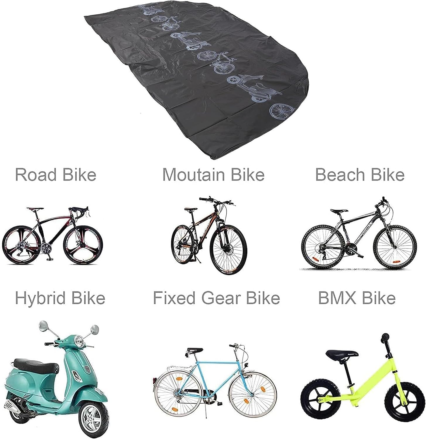 Bike Cover Waterproof Dustproof Cover for Indoor and Outdoor Use Rain Sun UV Wind Snow Proof Resistant Bicycle Storage (Black)