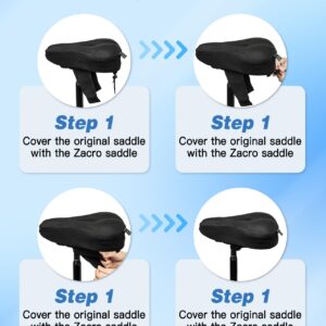 Zacro Bike Seat Cushion - Gel Padded Bike Seat Cover for Men Women Comfort, Extra Soft Exercise Bicycle Saddle Compatible with Peloton, Stationary Spin Cycling Bike, Outdoor & Indoor (11 x 7in)