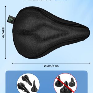 Zacro Bike Seat Cushion - Gel Padded Bike Seat Cover for Men Women Comfort, Extra Soft Exercise Bicycle Saddle Compatible with Peloton, Stationary Spin Cycling Bike, Outdoor & Indoor (11 x 7in)