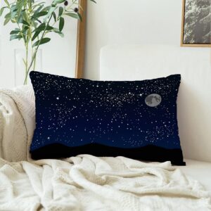 decorative rectangle throw lumbar pillow cover velvet alpinism trek space galaxy tourism mountains sky mountain dark deep design travel infinity science cushion case for sofa bedroom car 12x20 inch