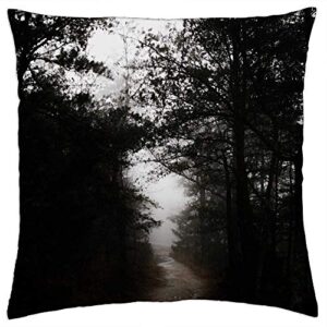 lesgaulest throw pillow cover (16x16 inch) - tree green woods forest dark pathway trek