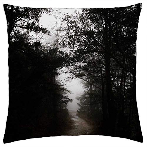 LESGAULEST Throw Pillow Cover (16x16 inch) - Tree Green Woods Forest Dark Pathway Trek