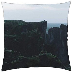 lesgaulest throw pillow cover (16x16 inch) - nature landscape people alone trek travel