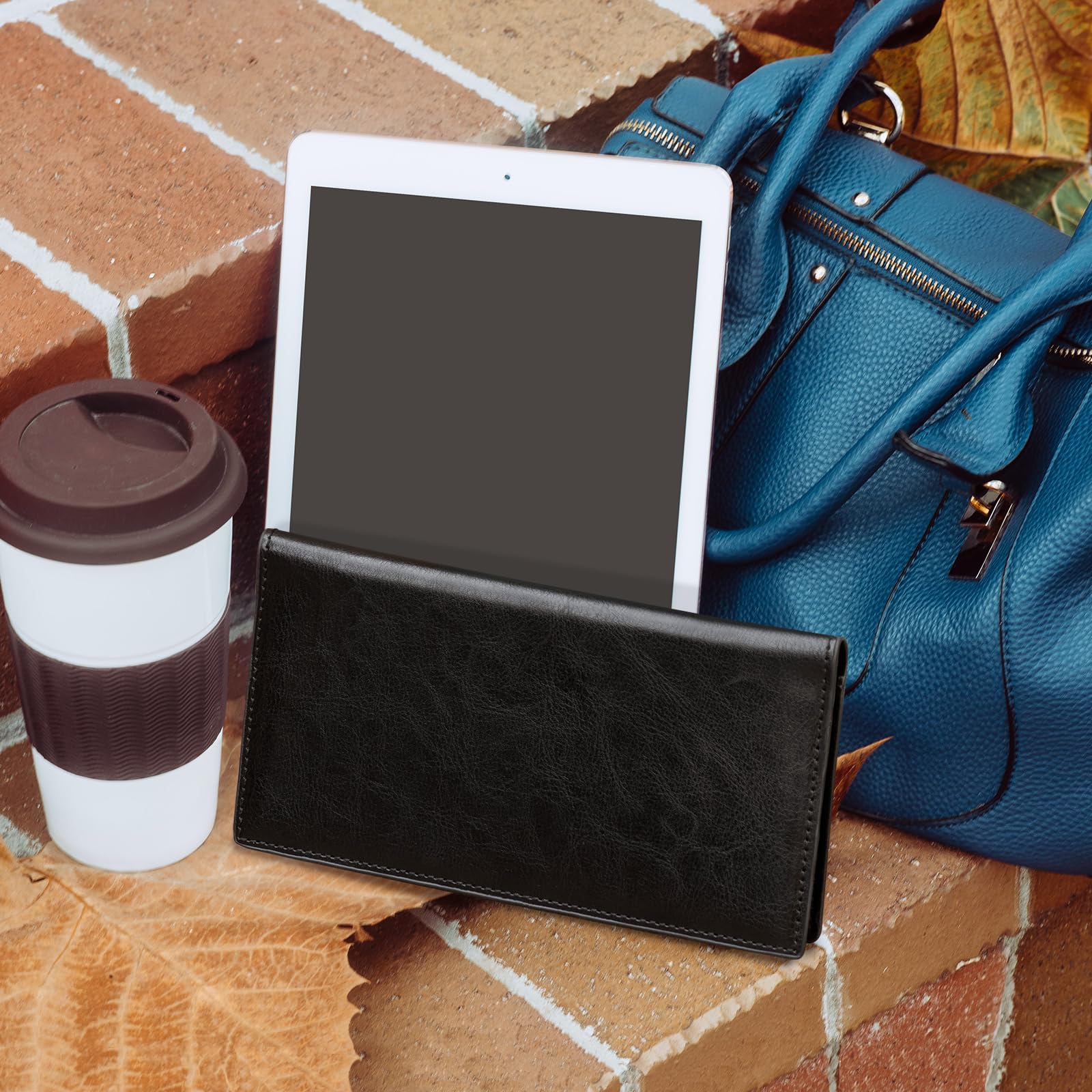 CoBak Premium Leather Checkbook Cover - RFID Blocking, Classic Design, Slim & Durable - Perfect for Personal & Business Checks