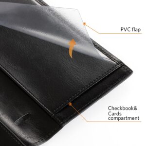 CoBak Premium Leather Checkbook Cover - RFID Blocking, Classic Design, Slim & Durable - Perfect for Personal & Business Checks