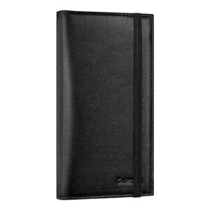 casmonal checkbook covers for personal checkbook holder rfid premium leather checkbook cover for duplicate checks（black）