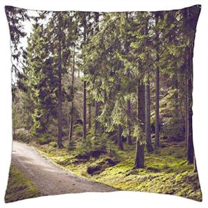 lesgaulest throw pillow cover (18x18 inch) - woods outdoors trees trail path trek forest