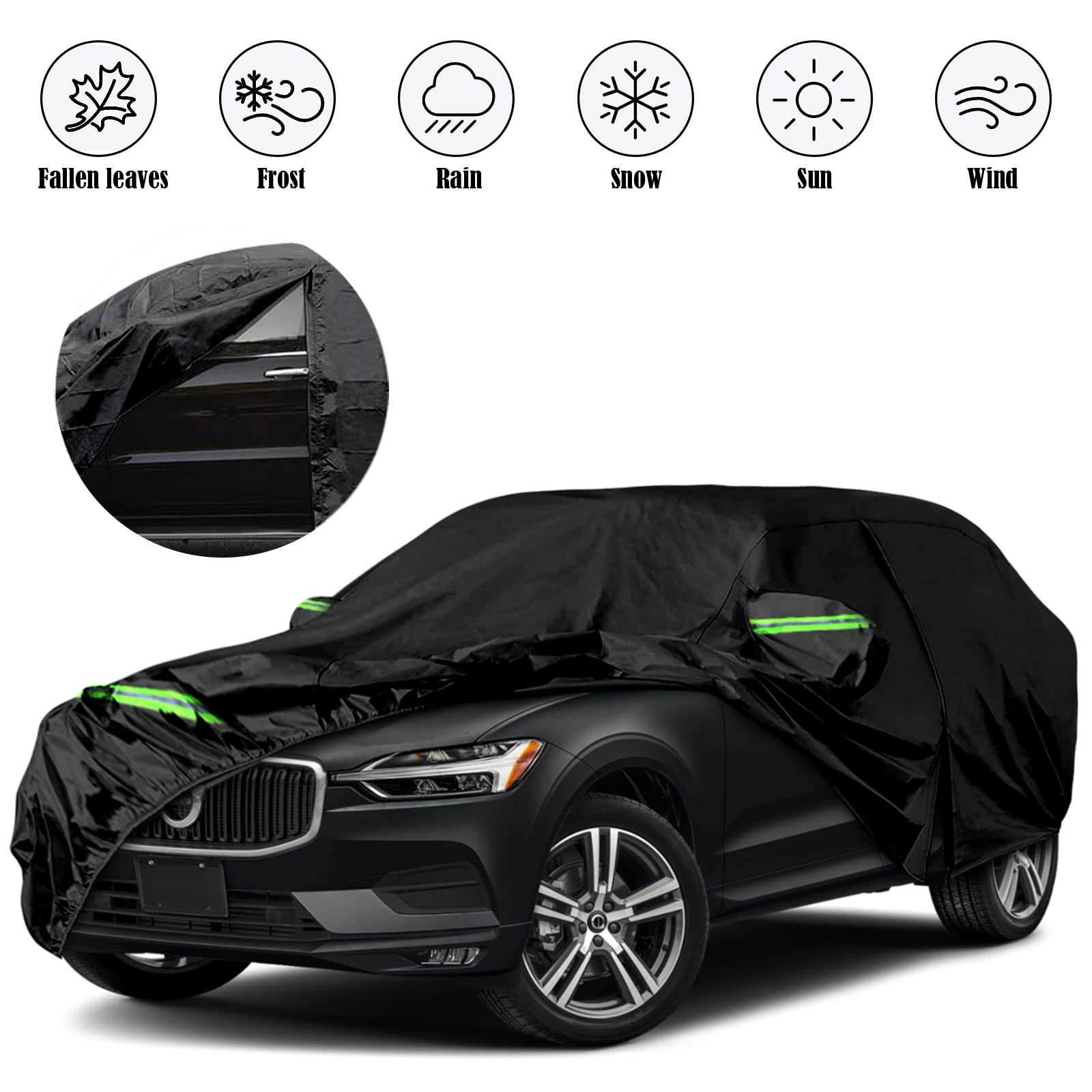 Waterproof Car Covers Replace for 2008-2024 Volvo XC60, 6 Layers All Weather Custom-fit Car Cover with Zipper Door & Windproof Bands for Snow Rain Dust Hail Protection (XC60)