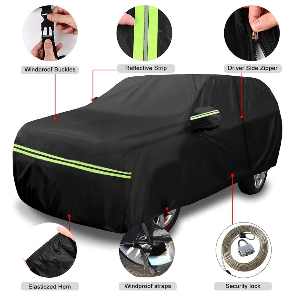 Waterproof Car Covers Replace for 2008-2024 Volvo XC60, 6 Layers All Weather Custom-fit Car Cover with Zipper Door & Windproof Bands for Snow Rain Dust Hail Protection (XC60)