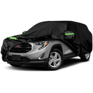 waterproof car covers replace for 2010-2024 gmc terrain, 210t& cotton liner all weather custom-fit car cover with zipper door & windproof bands for snow rain dust hail protection