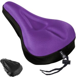 zacro bike seat cushion - gel padded bike seat cover for men women comfort, extra soft exercise bicycle seat compatible with peloton, outdoor & indoor