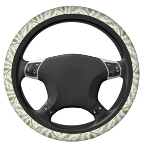 Swono Leaves Green Universal 15" Steering Wheel Covers Green Leaves and Fern Plants Cute Car Steering Wheel Cover for Men Women Girls Car Accessories