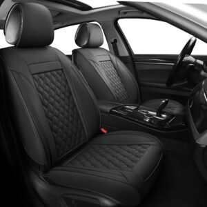 leather car seat covers full set,universal fit for most cars,suv,sedans and pick-up trucks,automotive vehicle faux leather cushion covers for 5 passenger cars(full set,black)