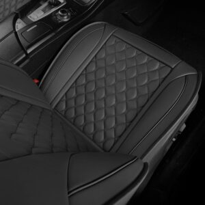 Leather Car Seat Covers Full Set,Universal Fit for Most Cars,SUV,Sedans and Pick-up Trucks,Automotive Vehicle Faux Leather Cushion Covers for 5 Passenger Cars(Full Set,Black)