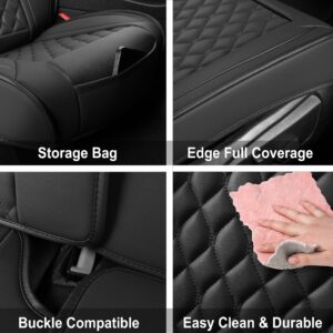 Leather Car Seat Covers Full Set,Universal Fit for Most Cars,SUV,Sedans and Pick-up Trucks,Automotive Vehicle Faux Leather Cushion Covers for 5 Passenger Cars(Full Set,Black)