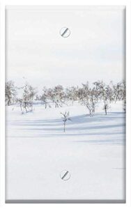 single-gang blank wall plate cover - winter snow ski person path trek trekking trees