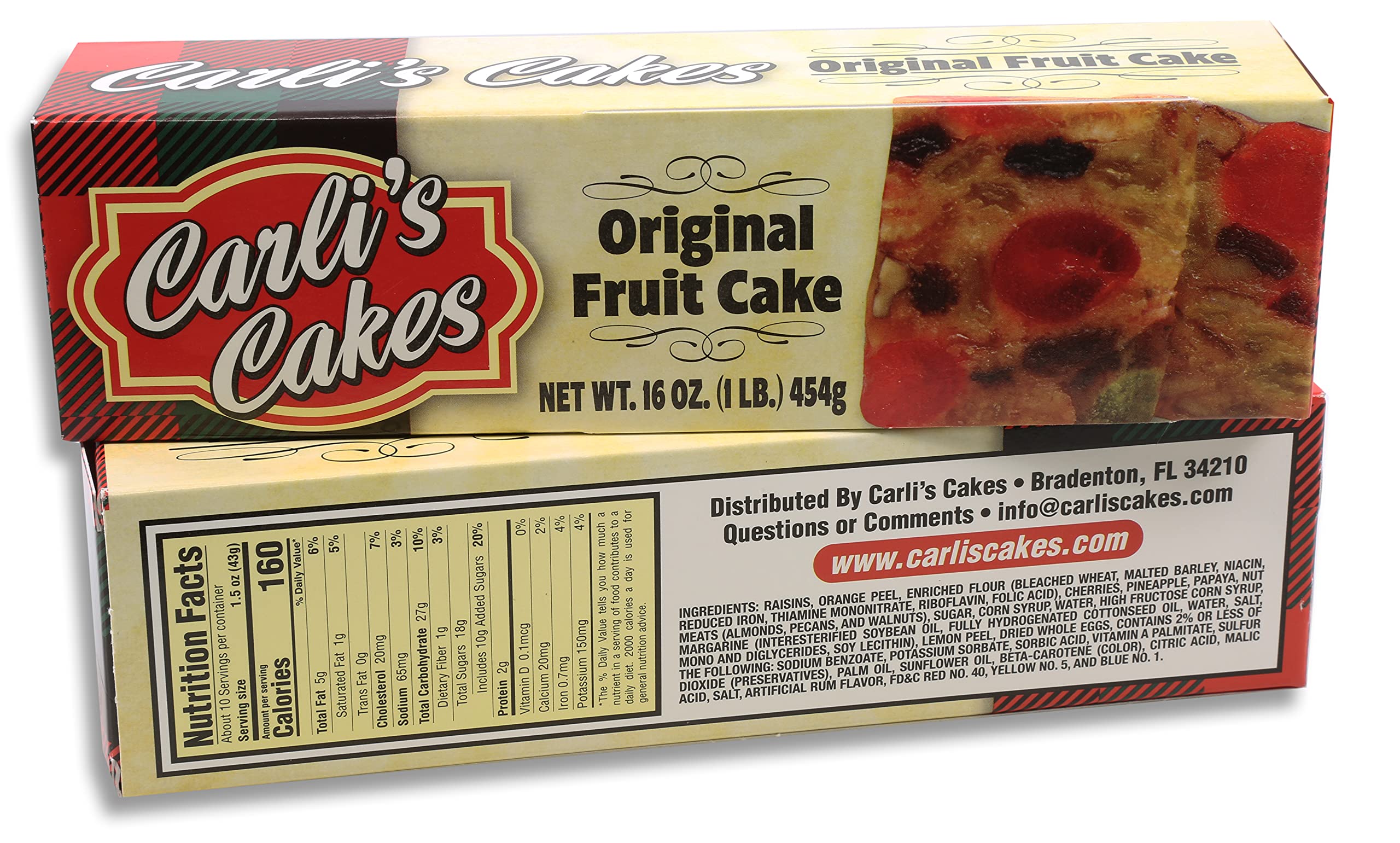 Fruitcake - Made From The Finest Fruits and Nuts - Wrapped For Freshness - 1lb Fruit Cake - By Carli's Cakes