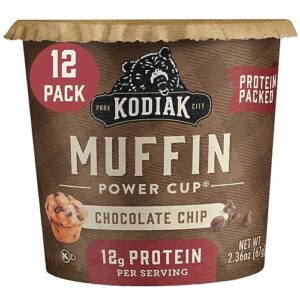 kodiak cakes minute muffins, chocolate chip, 2.36 ounce (pack of 12)