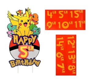 custom anime cartoon birthday cake topper poke birthday party decorations