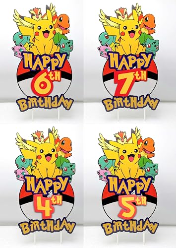 Custom Anime Cartoon Birthday Cake Topper Poke Birthday Party Decorations