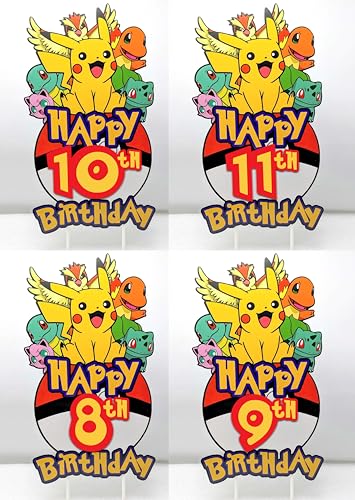 Custom Anime Cartoon Birthday Cake Topper Poke Birthday Party Decorations