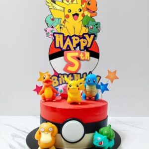 Custom Anime Cartoon Birthday Cake Topper Poke Birthday Party Decorations