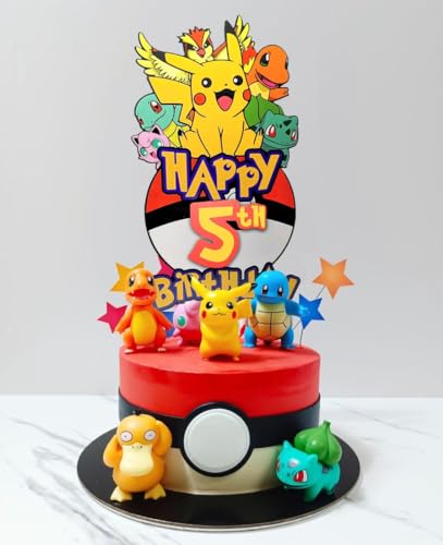 Custom Anime Cartoon Birthday Cake Topper Poke Birthday Party Decorations