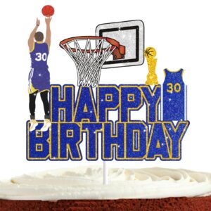 basketball cake topper for boy man birthday basketball party supplies sports cake topper glitter blue gold basketball cake decorations