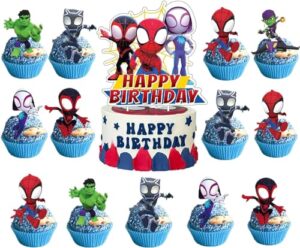 25pcs spidey and his amazing friend cup cake topper for kids birthday superhero themed cake decorations