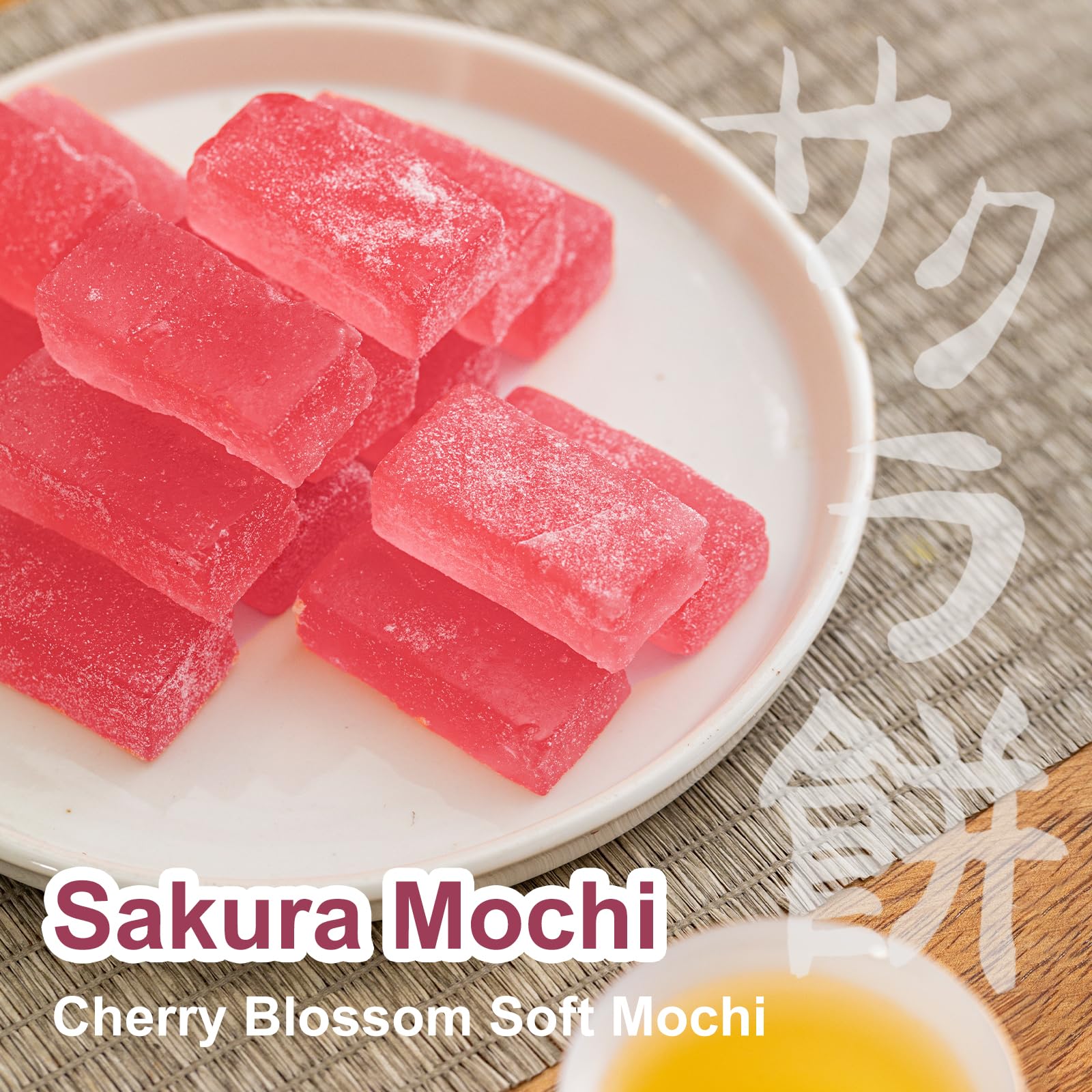 GRELIM Japanese Sakura Mochi Candy 11.3Oz, Traditional Cherry Blossom Rice Cakes Individually Wrapped No Artificial Colors and Preservatives 320g