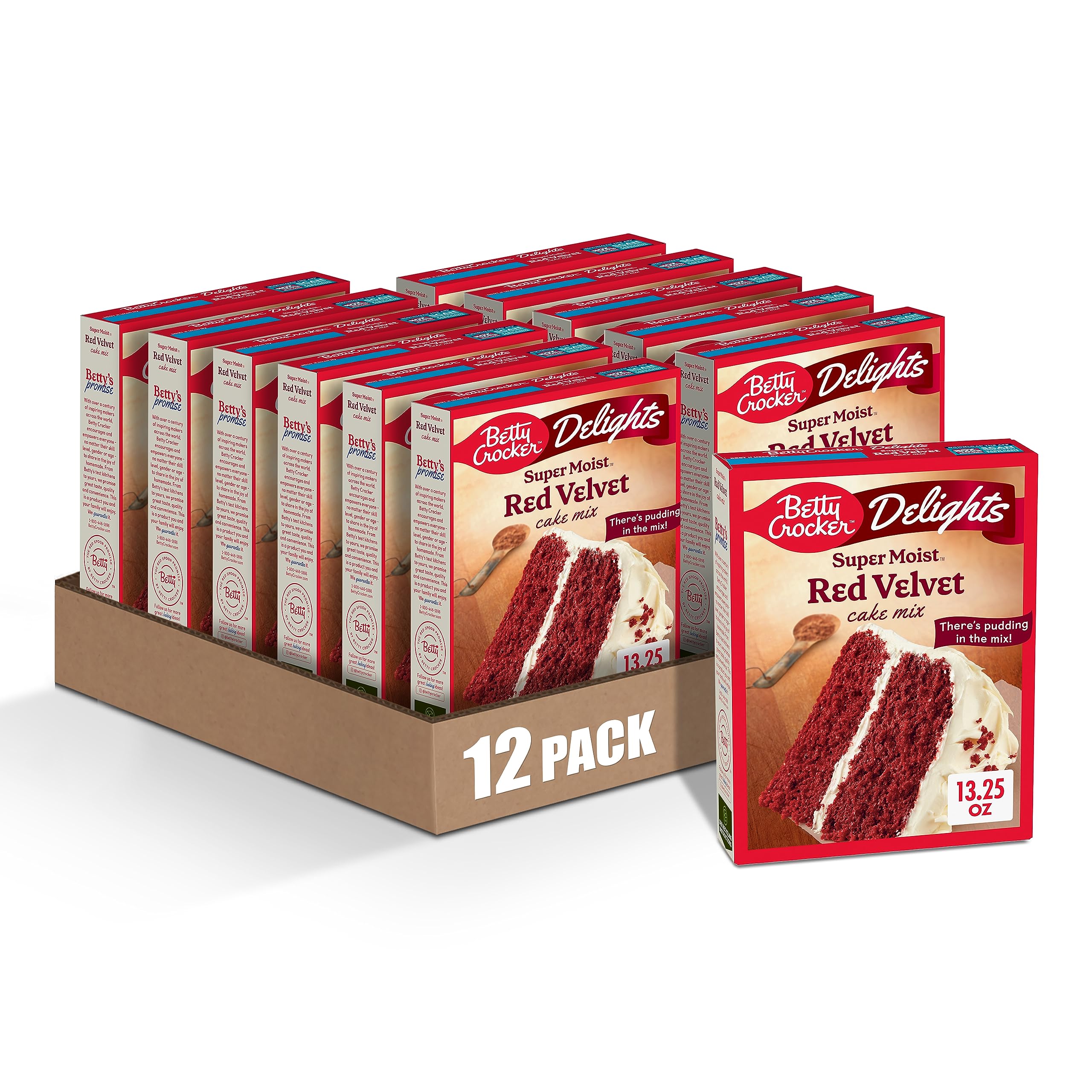 Betty Crocker Delights Super Moist Red Velvet Cake Mix, 13.25 oz. (Pack of 12)