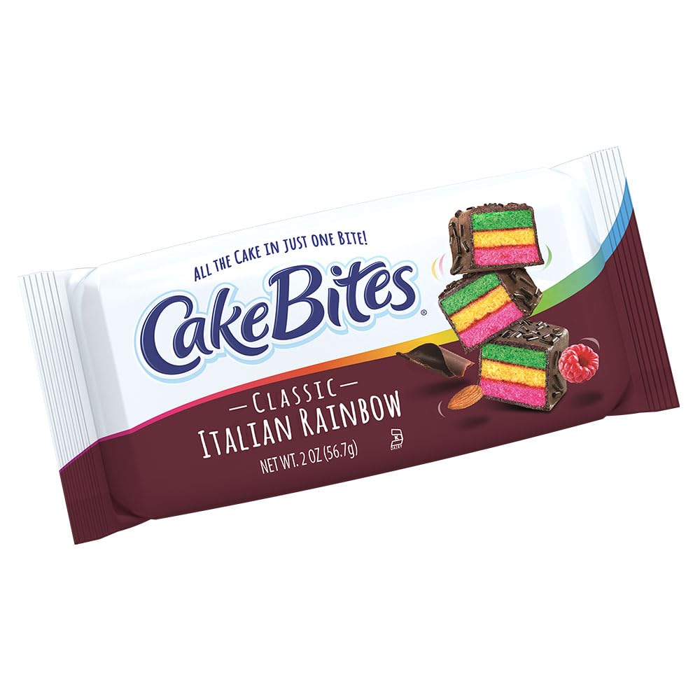 The Original Cakebites by Cookies United, Grab-and-Go Bite-Sized Snack (Classic Italian Rainbow, 8 Pack)