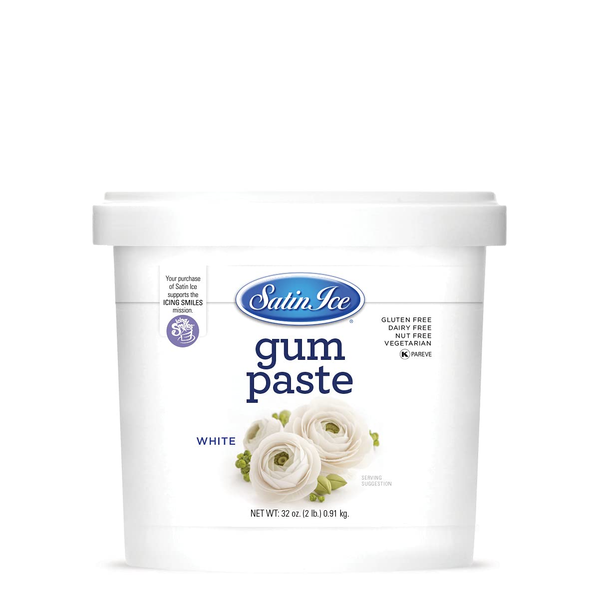 Satin Ice White Gum Paste, Vanilla, 2 Pound