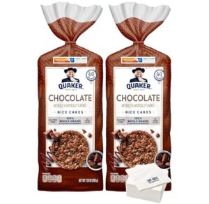 quaker rice cakes, chocolate, 7.23oz bags, (pack of 2) with bay area marketplace napkins