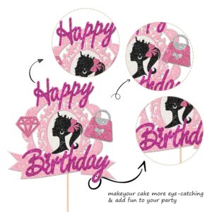 1 Pack Princess Cake Topper Glitter Girl Happy Birthday Diamond Bag Cake Decoration for Bridal Wedding Shower Baby Shower Enaggement Birthday Girls Princess Theme Party Cake Decoration Supplies