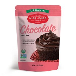 miss jones baking organic cake and cupcake mix, non-gmo, vegan-friendly, moist and fluffy: chocolate (pack of 1)