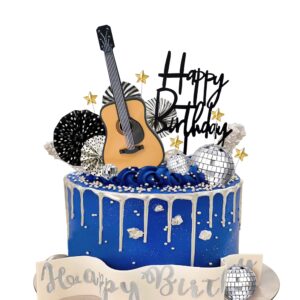 15 pcs guitar cake toppers disco ball cake toppers music theme birthday cake toppers guitar model cake decorations for musician birthday party rock theme party guitar theme party supplies