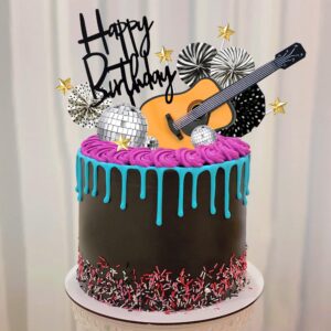 15 PCS Guitar Cake Toppers Disco Ball Cake Toppers Music Theme Birthday Cake Toppers Guitar Model Cake Decorations For Musician Birthday Party Rock Theme Party Guitar Theme party Supplies