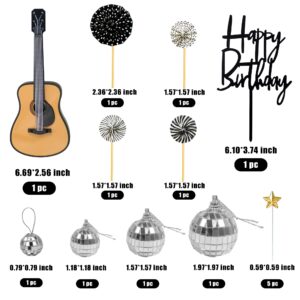 15 PCS Guitar Cake Toppers Disco Ball Cake Toppers Music Theme Birthday Cake Toppers Guitar Model Cake Decorations For Musician Birthday Party Rock Theme Party Guitar Theme party Supplies