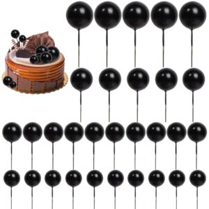 30 pcs balls cake topper diy cake insert toppers ball cake picks cupcake topper for birthday party baby shower wedding cake decoration（black）