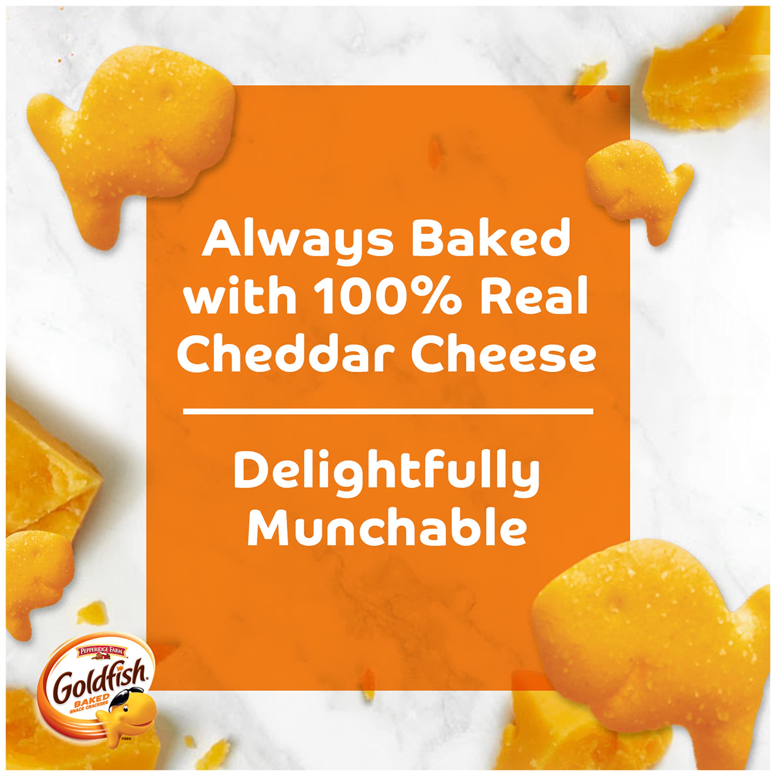 Goldfish Cheddar Cheese Crackers, Baked Snack Crackers, 1 oz On-the-Go Snack Packs, 20 Count Box