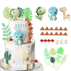 baby dinosaur cake toppers dinosaur cake decorations dinosaur birthday cake toppers for baby shower boy girl birthday dinosaur themed party supplies (21 pcs)