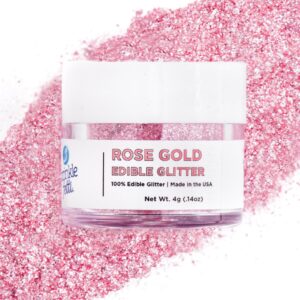 sweets indeed edible glitter, perfect for drinks, cocktails, beverages & cake decorating, dessert cake topper, 4 grams (rose gold, 4g)