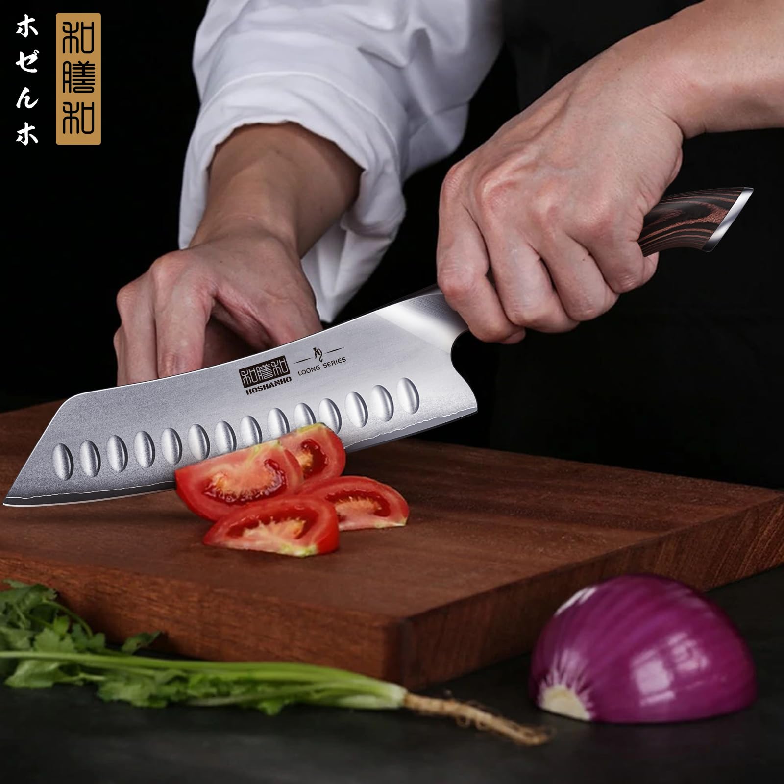 HOSHANHO 7 Inch Japanese Chef Knife, Ultra Sharp High Carbon Stainless Steel AUS-10 Kitchen Knife, Professional Santoku Knives with Ergonomic Pakkawood Handle